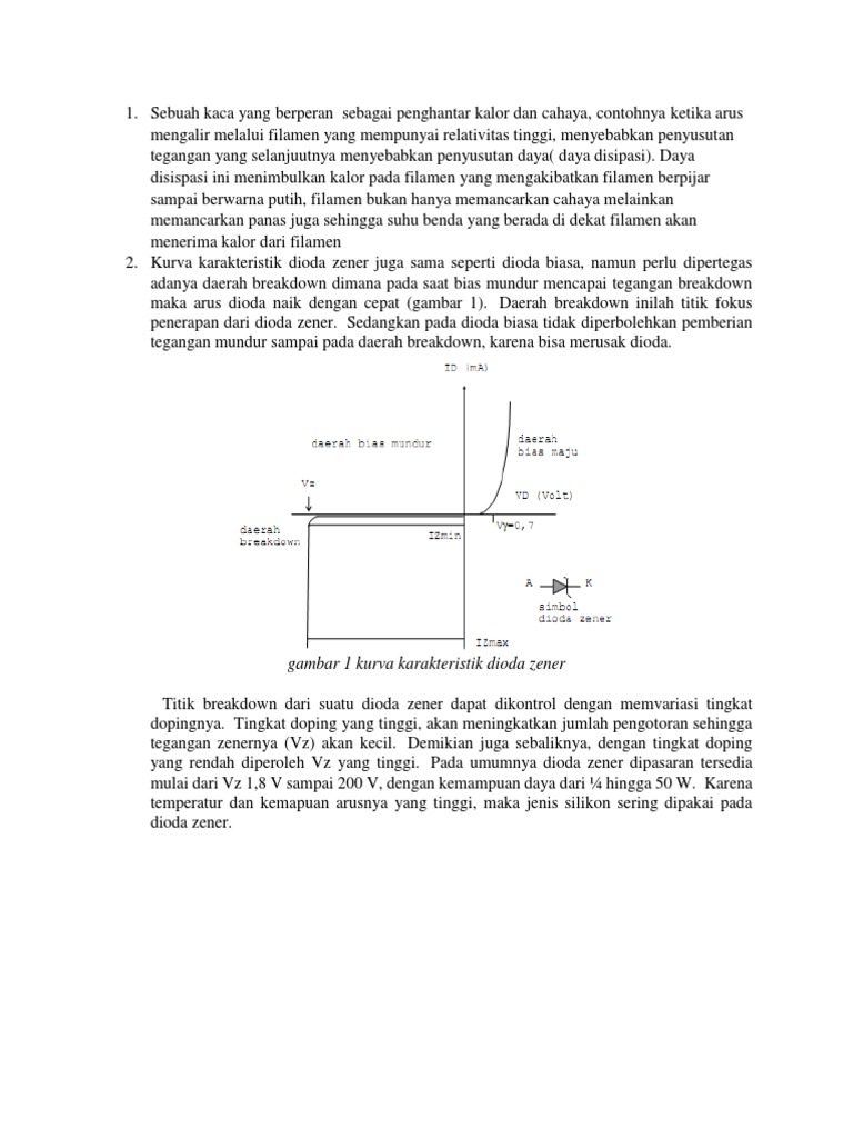 Karakteristik dan Fungsi Dioda Zener | PDF