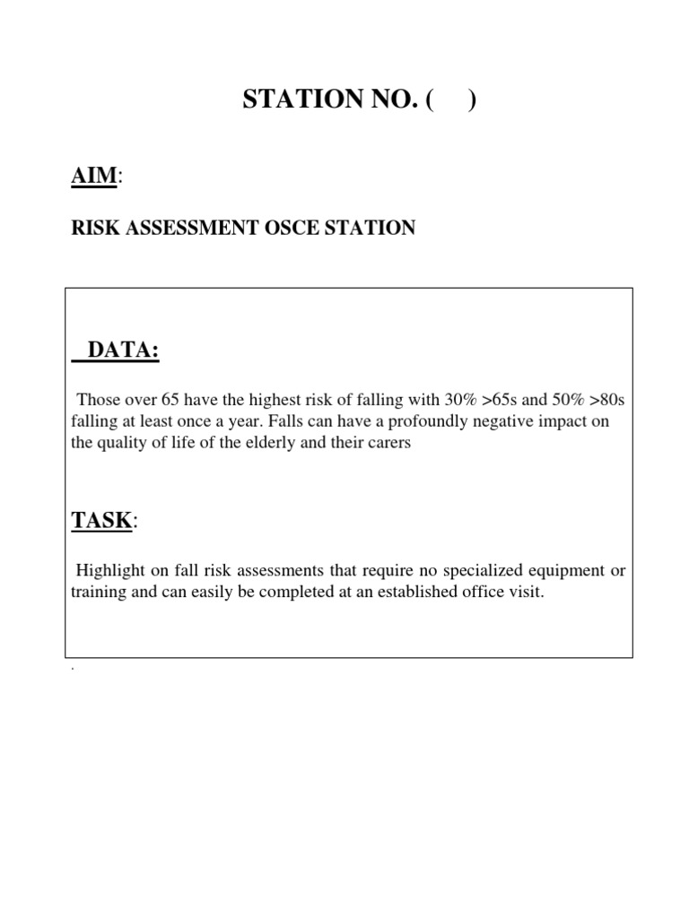 Fall Risk Assess Osce | PDF | Peripheral Neuropathy | Pain