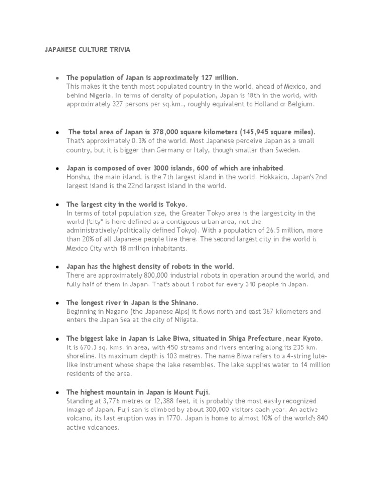 Japanese Trivia | PDF | Japan | Pet