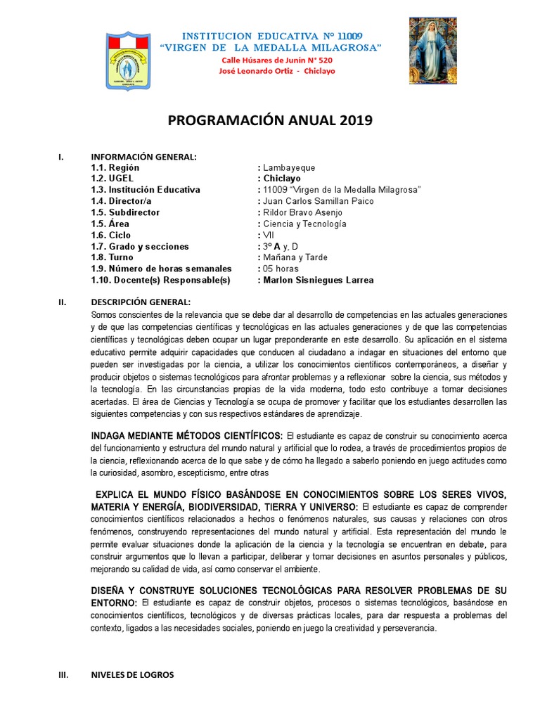 Programacion Anual Cy T 3ro Secundaria | PDF | Aprendizaje | Importar
