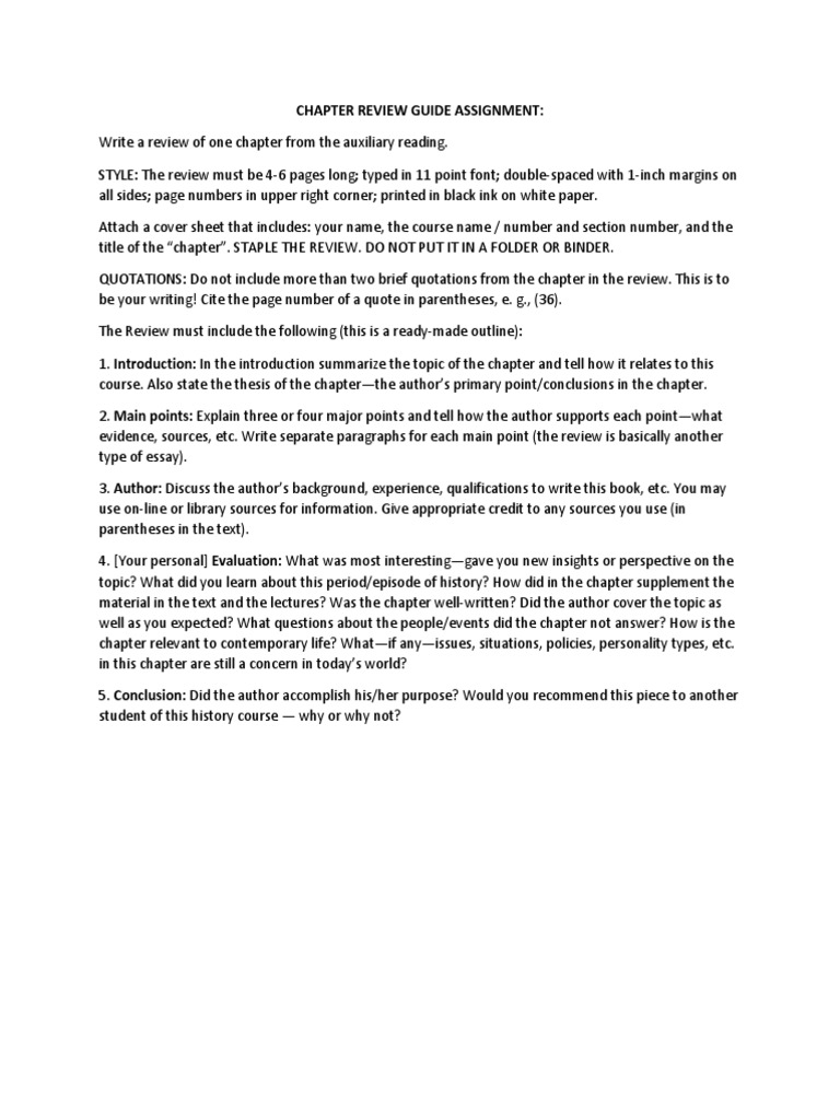 Summarizing a Chapter: A Guide to Writing an Effective Book Review | PDF