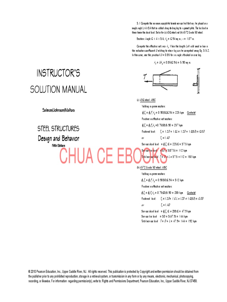 Steel Structures Design and Behavior 5E Solution Manual CHUA PDF | PDF ...