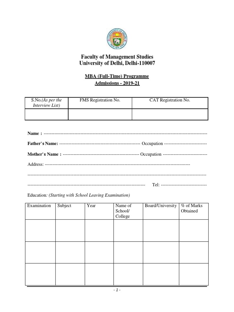 Mba FT 2019 Proforma PDF | PDF | Educational Stages | Behavior Modification