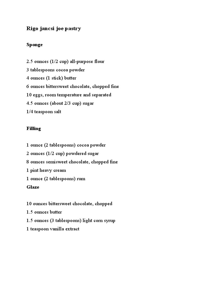 Rigo Jancsi Cake Recipe | PDF | Wellness