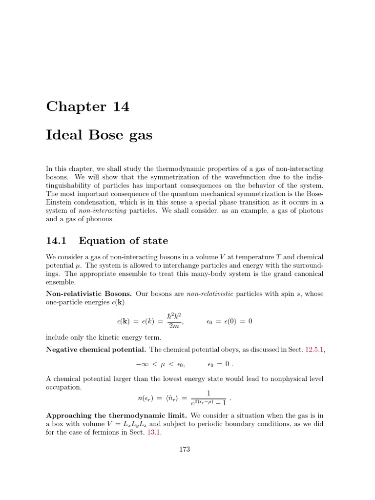 Thermodynamic Properties of an Ideal Bose Gas | PDF | Boson ...