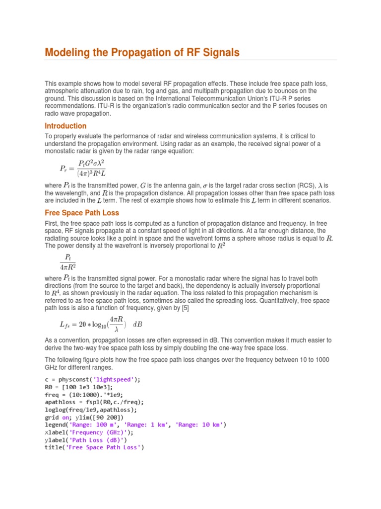 Prop Models Matlab | PDF | Radio Propagation | Radar