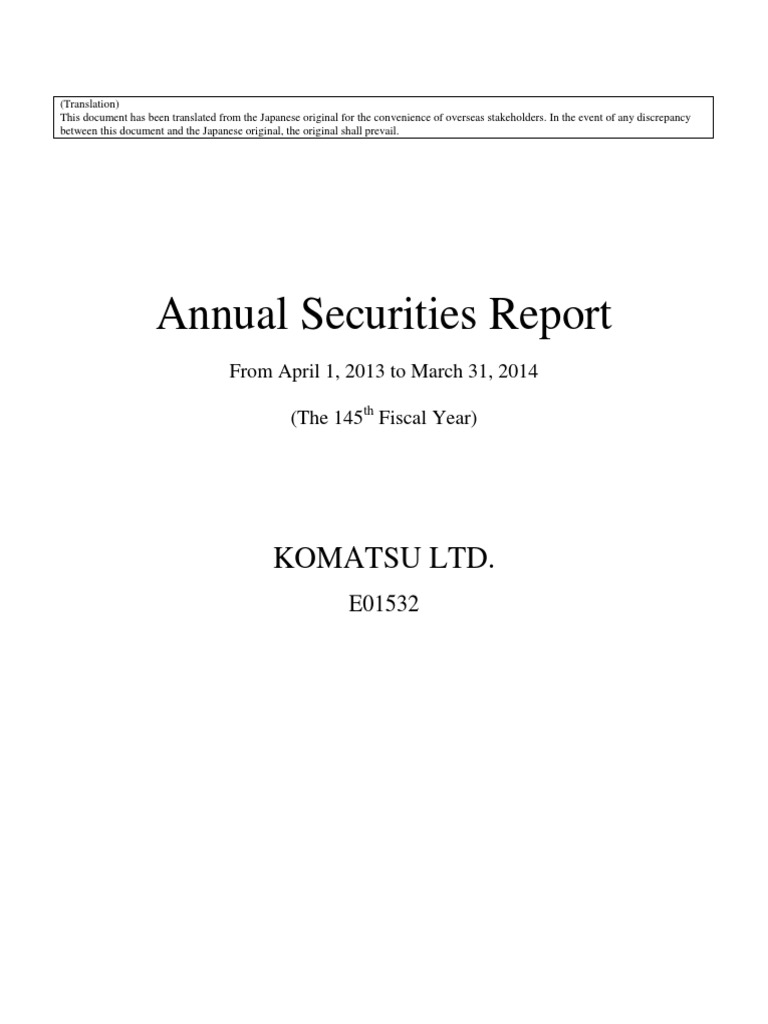 145th - Annual - Securities - Report - 2014 PDF | PDF | Dividend ...
