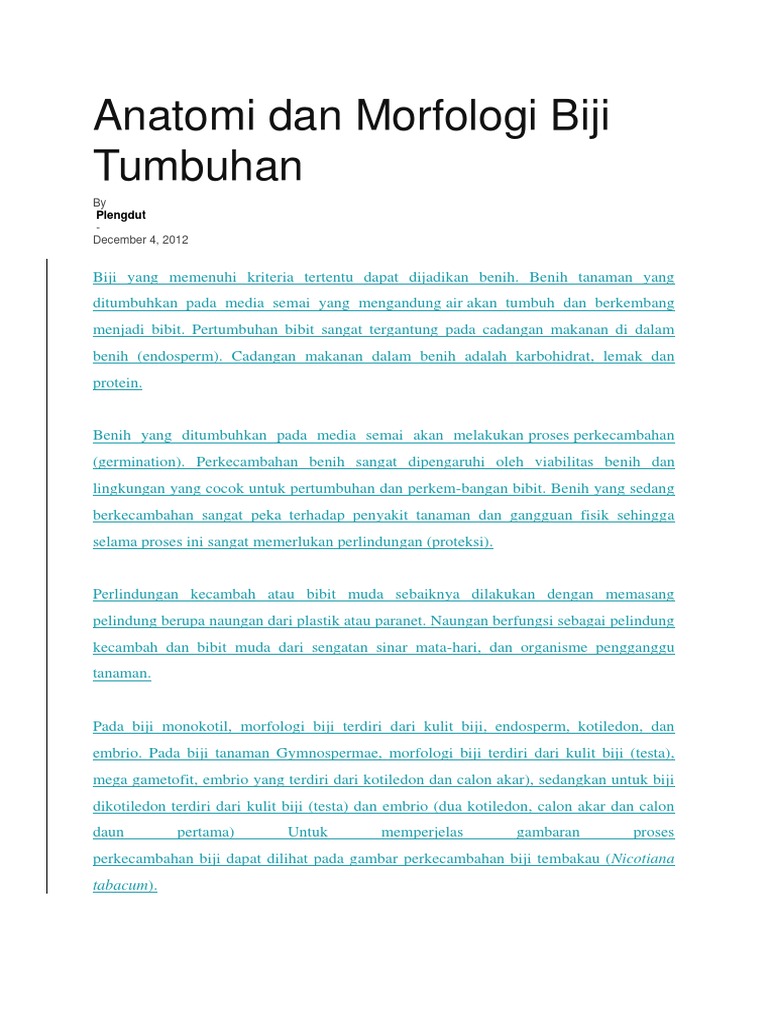 Struktur dan Anatomi Biji Tumbuhan | PDF