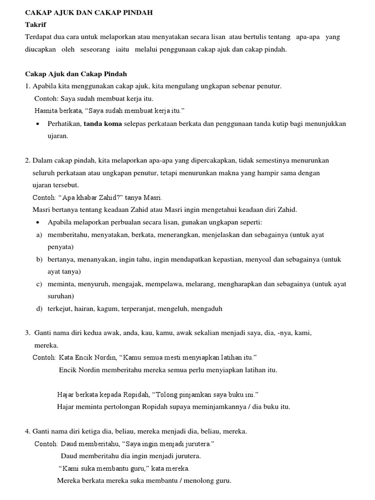 Cakap Ajuk Dan Cakap Pindah | PDF