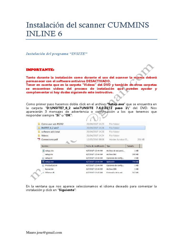 Instalacion Scanner Cummins Inline6 | PDF | Ventana (informática ...