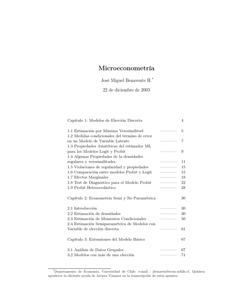 Microeconometría | PDF | Estimador | Funciones y mapeos