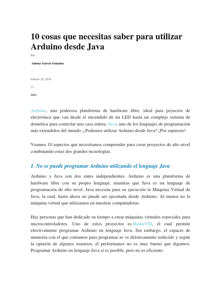 Java Arduino Circuito | Descargar gratis PDF | Java (lenguaje de programación) | Biblioteca ...