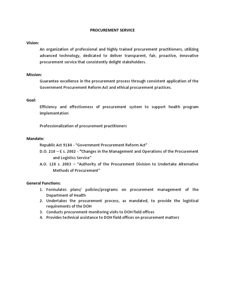 Procurement Service Vision | PDF | Procurement | Business
