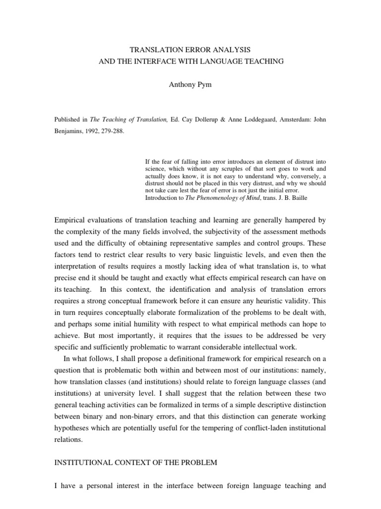 Translation Error | Translations | Linguistics