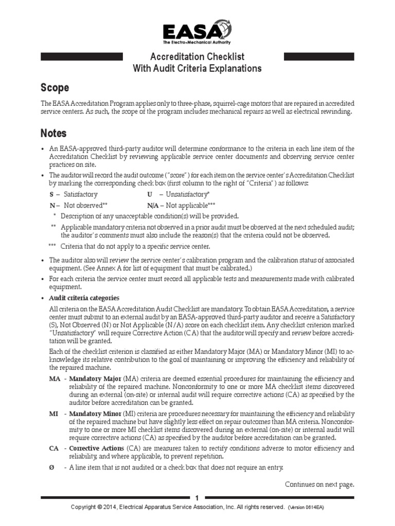 EASA (Electrical Apparatus Service Association, Inc) Accreditation ...