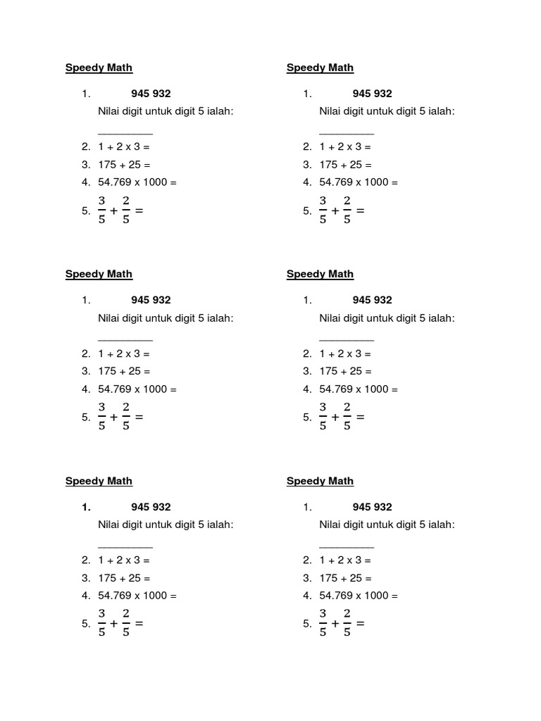 Speedy Math 2 | PDF