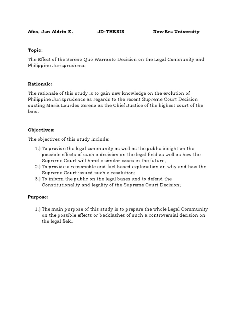 Afos, Jan Aldrin E. Jd-Thesis New Era University | PDF | National ...