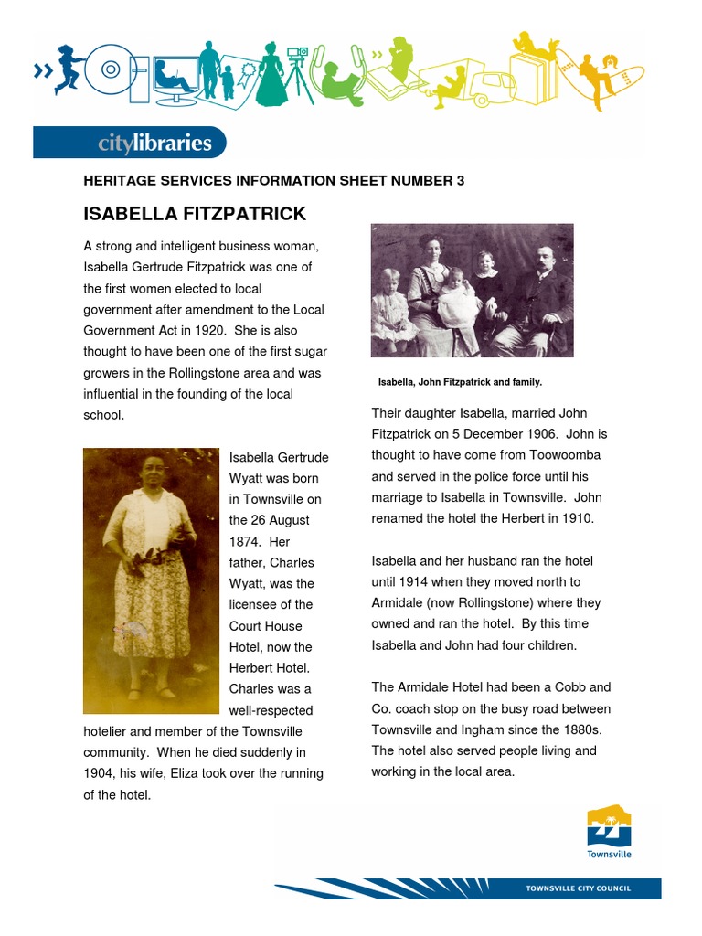 Heritage Info Sheet 3 Isabella Fitzpatrick | PDF | Australian ...