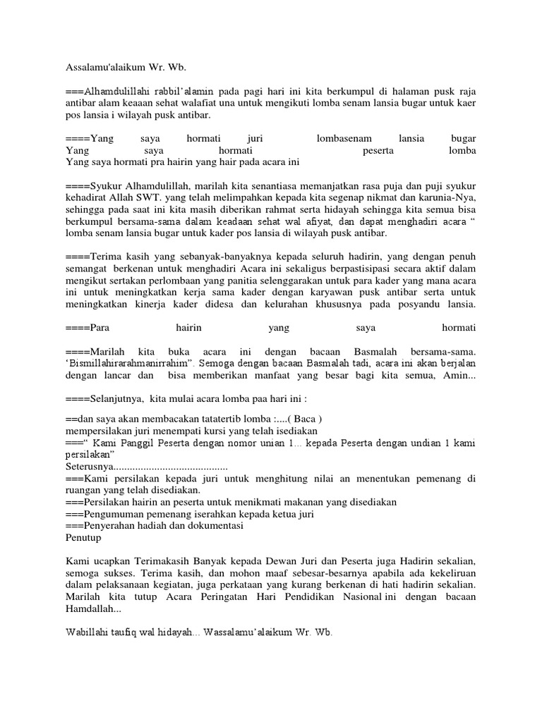 Susunan Acara Lomba Senam | PDF