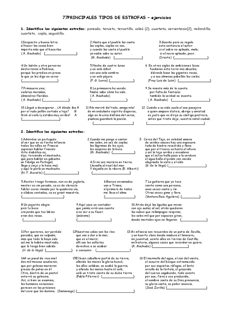 Tipos Estrofas | PDF | Poesía | Naturaleza