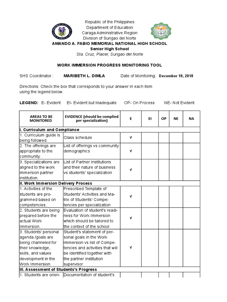 AAFMNHS Work Immersion Report | PDF | Curriculum | Business