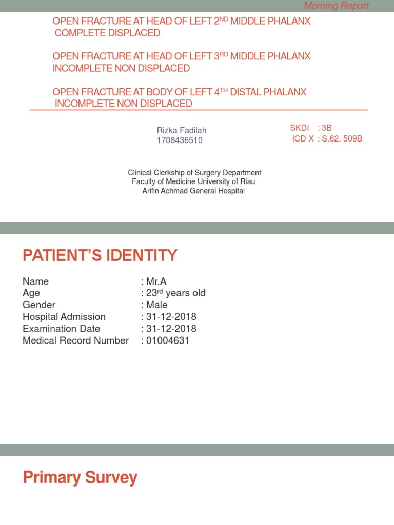 Rizka Fadilah 1708436510: Skdi: 3B ICD X: S.62. 509B | PDF | Breathing ...