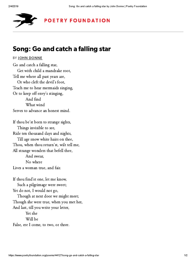 Song: Go and Catch A Falling Star: John Donne | PDF