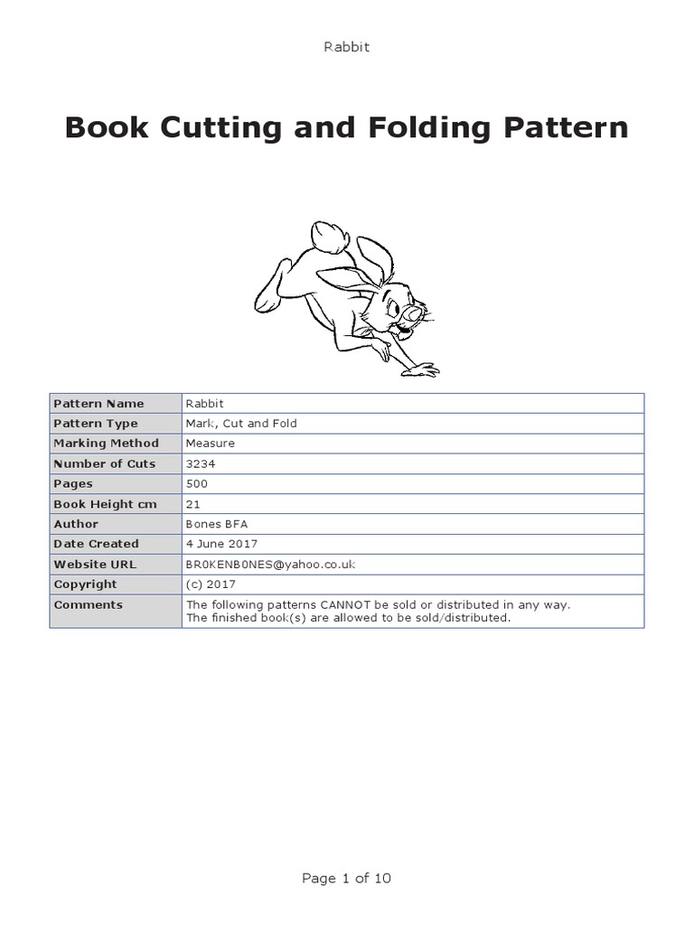 Book Cutting and Folding Pattern: Rabbit | PDF