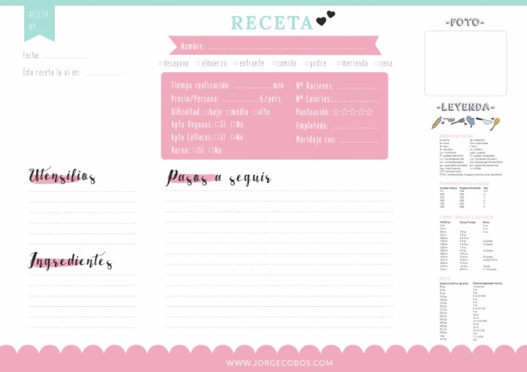 Plantilla Recetas Cocina PDF | PDF