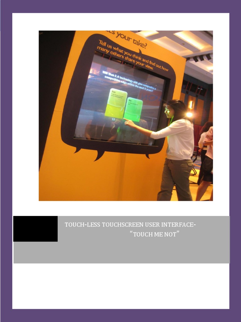 Touch Less Touchscreen User Interface Touch Me Not | PDF | Touchscreen | Graphical User Interfaces