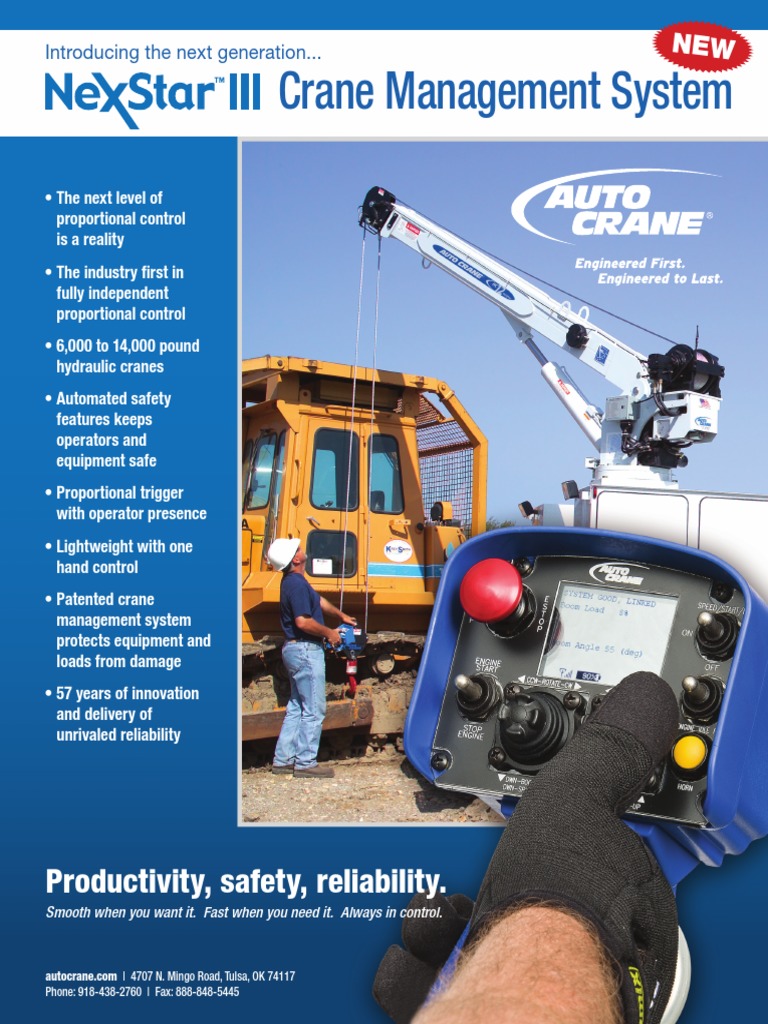 Auto Crane NexStar III Flyer | PDF | Crane (Machine) | Reliability Engineering