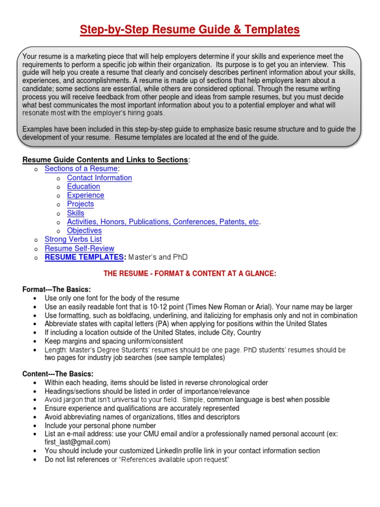 Step-by-Step Resume Guide & Templates | PDF | Résumé | Patent