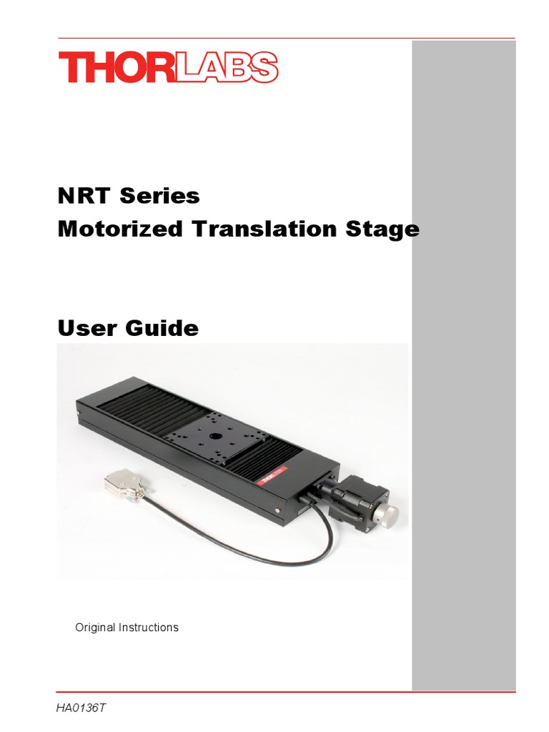 NRT Series Motorized Translation Stage: Original Instructions | PDF ...