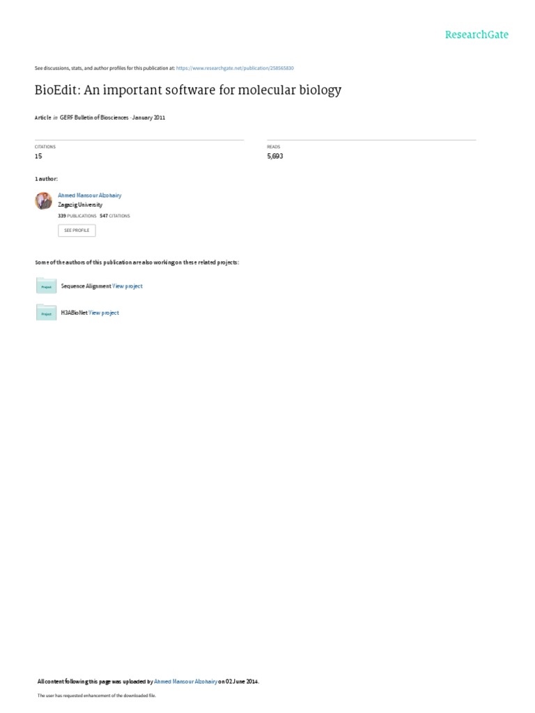 Bio Edit Software Review | PDF | Sequence Alignment | Bioinformatics