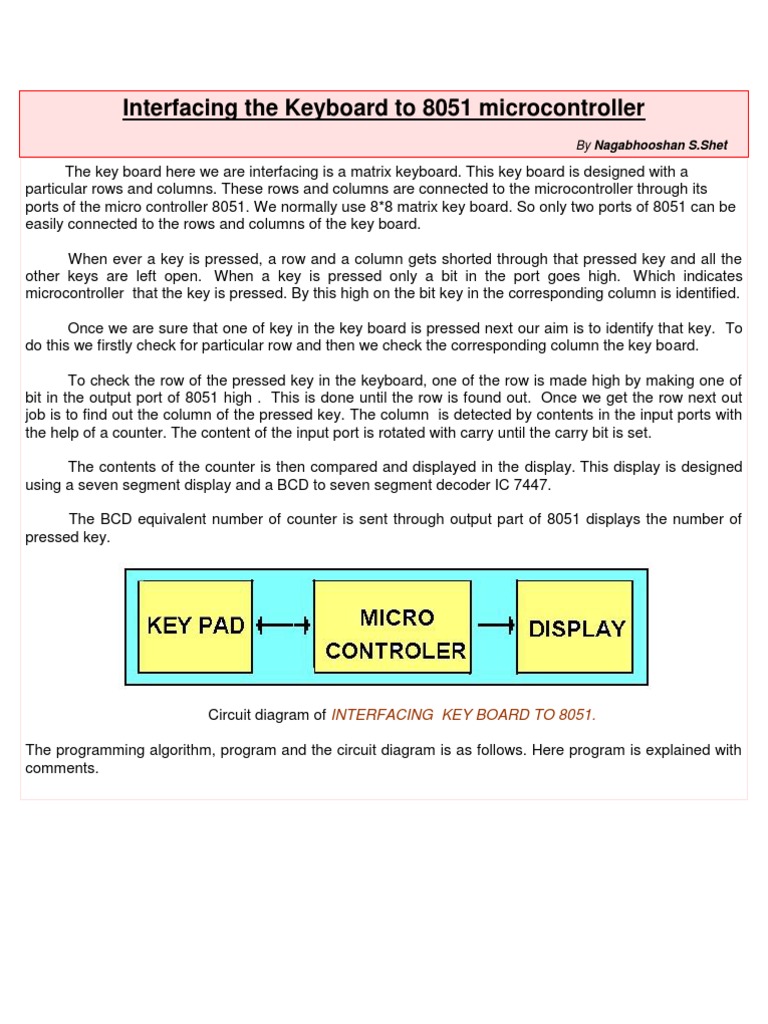 Interfacing The Keyboard To 8051 Micro Controller Pdf Computer