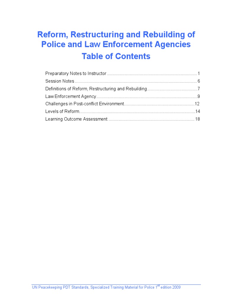 STM Reform, Restructuring and Rebuilding of Police and Law Enforcement ...