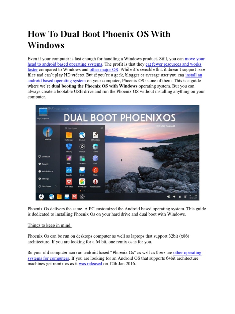 A Step-by-Step Guide to Dual Booting Phoenix OS with Windows | PDF ...