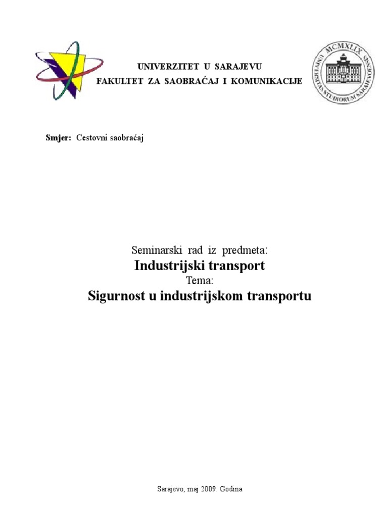 Sigurnost U Industrijskom Transportu | PDF