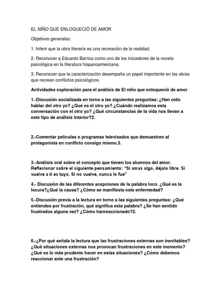 El Niño Que Enloqueció de Amor | PDF | Amor | Sicología