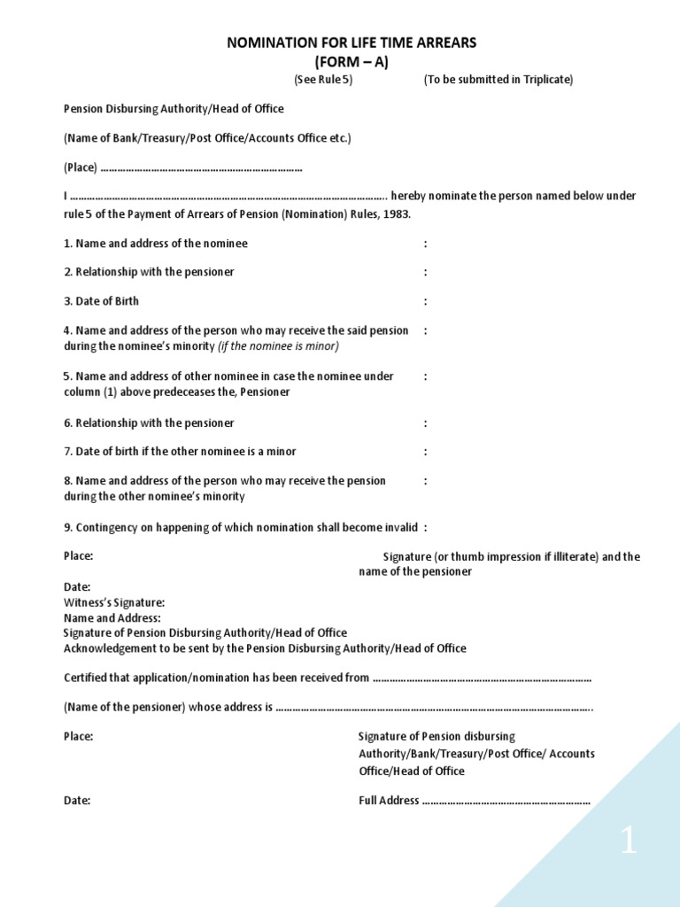 LTA Form A | PDF | Pension | Deposit Account