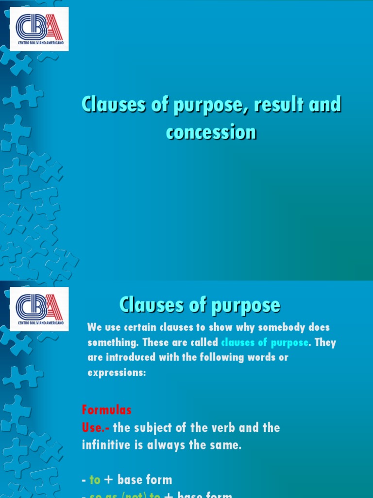 Clauses of Purpose, Result and Concession | PDF | Career & Growth ...
