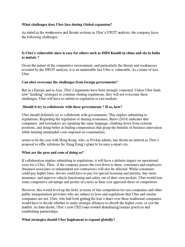 Uber Case Study Answers To Questions | PDF | Taxicab | Competition