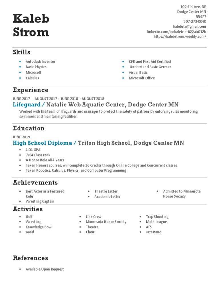 Kaleb Strom Resume | PDF
