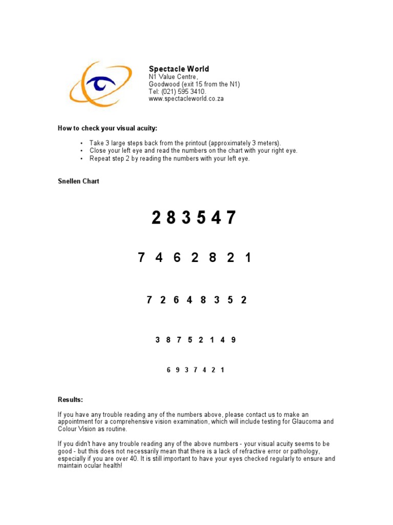 Spectacle World: How To Check Your Visual Acuity | PDF