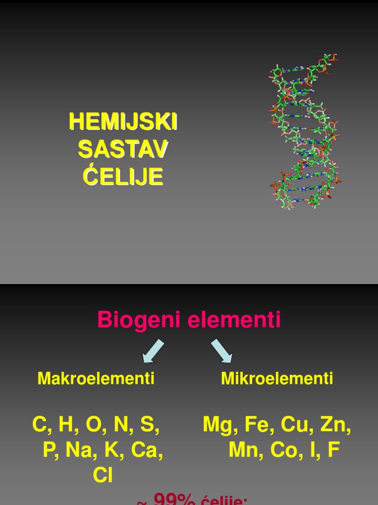 I - Hemijski Sastav Celije | PDF
