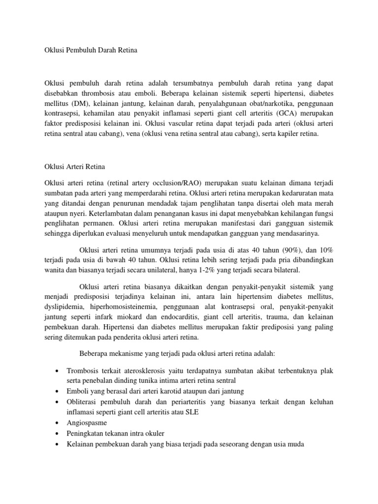 Oklusi Pembuluh Darah Retina | PDF