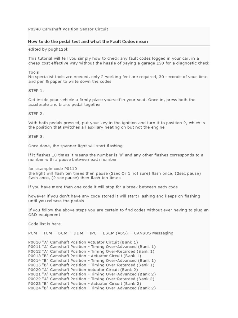 Opel Corsa C Fault Codes | PDF | Throttle | Fuel Injection