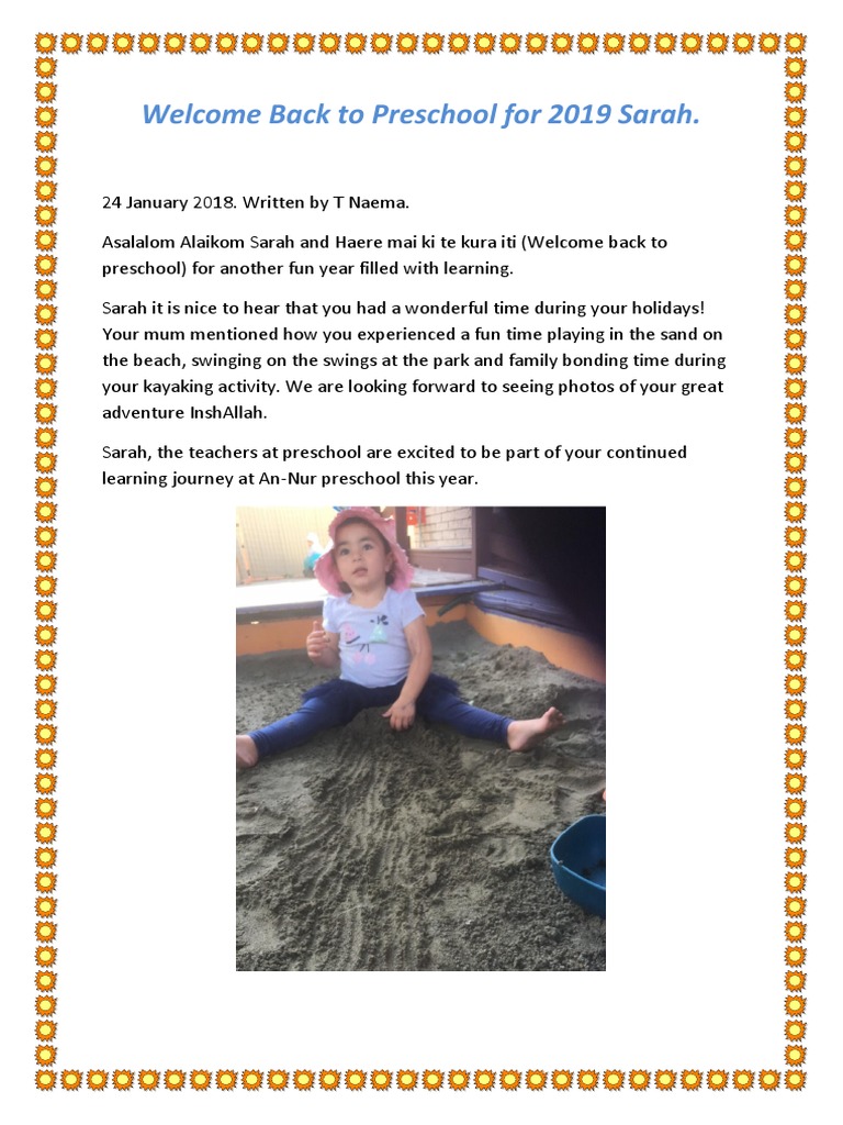 Welcome Back Sarah 2019 | PDF