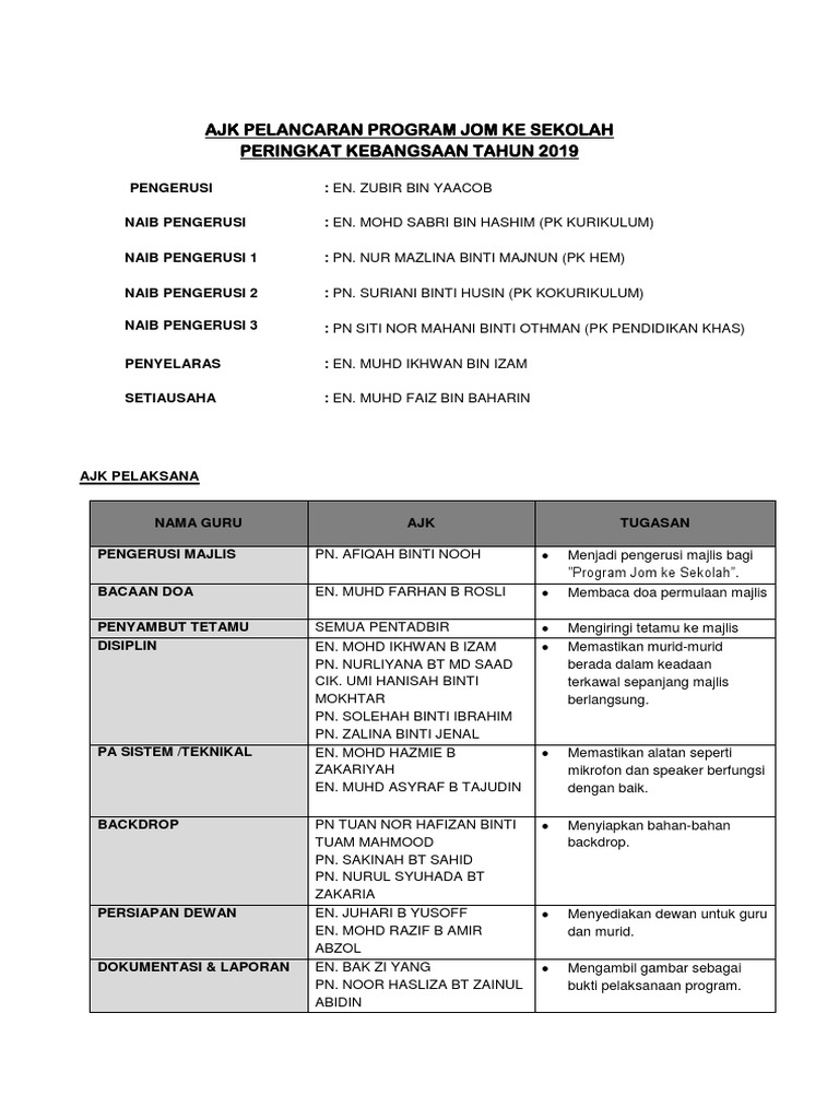 AJK Program Jom Ke Sekolah BBBB | PDF
