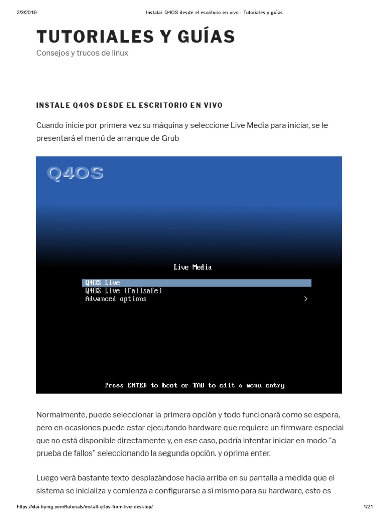 Instalar Q4OS Desde El Escritorio en Vivo - Tutoriales y Guías | PDF | Point and Click | Software